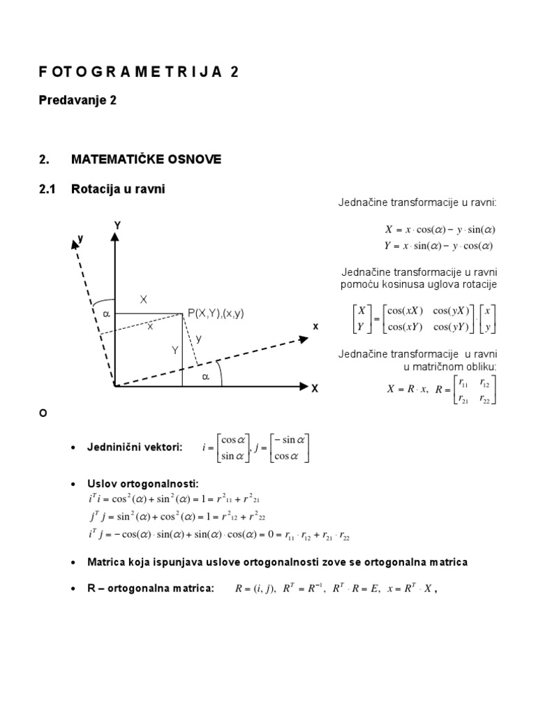 Fotogrametrija 2 - Predavanje 2 | PDF