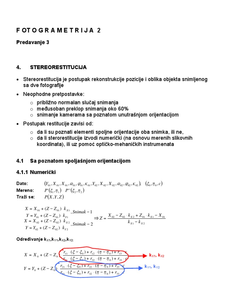 Fotogrametrija 2 - Predavanje 3 | PDF