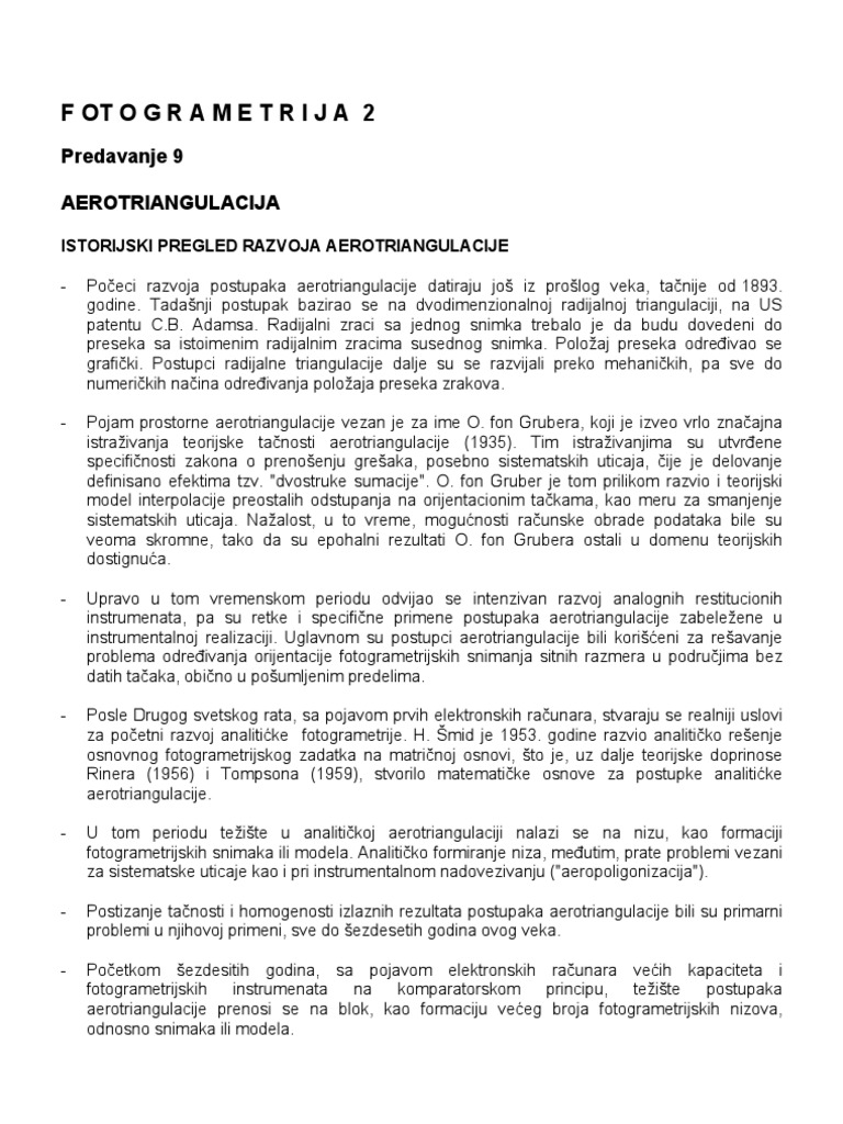 Fotogrametrija 2 - Predavanje 9 | PDF