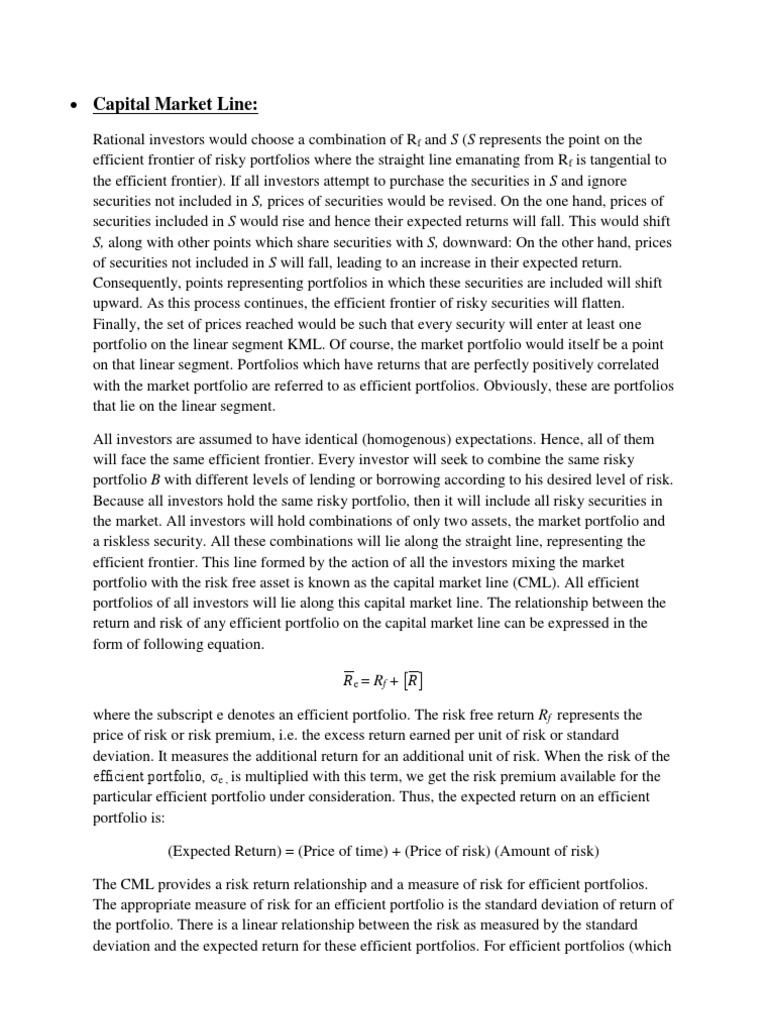 CML & SML | PDF | Beta (Finance) | Money