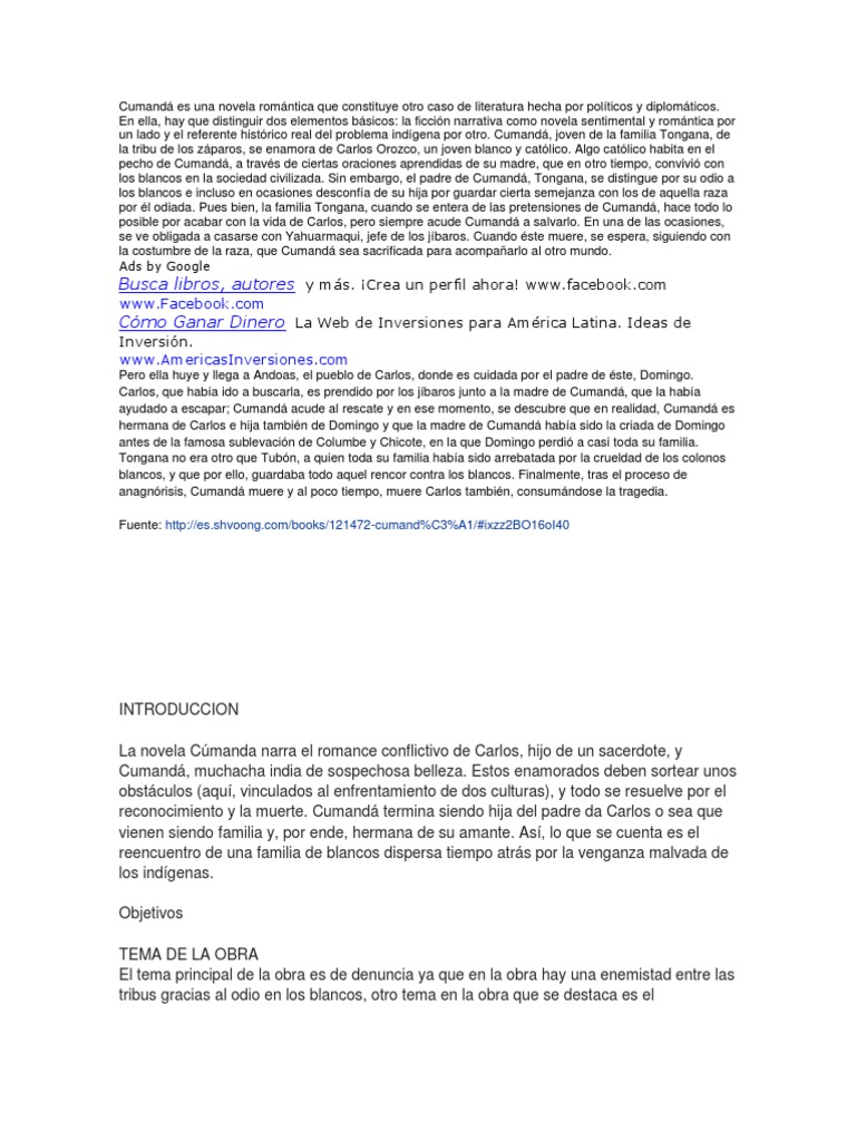 Cumandá es una novela romántica que constituye otro caso de literatura ...