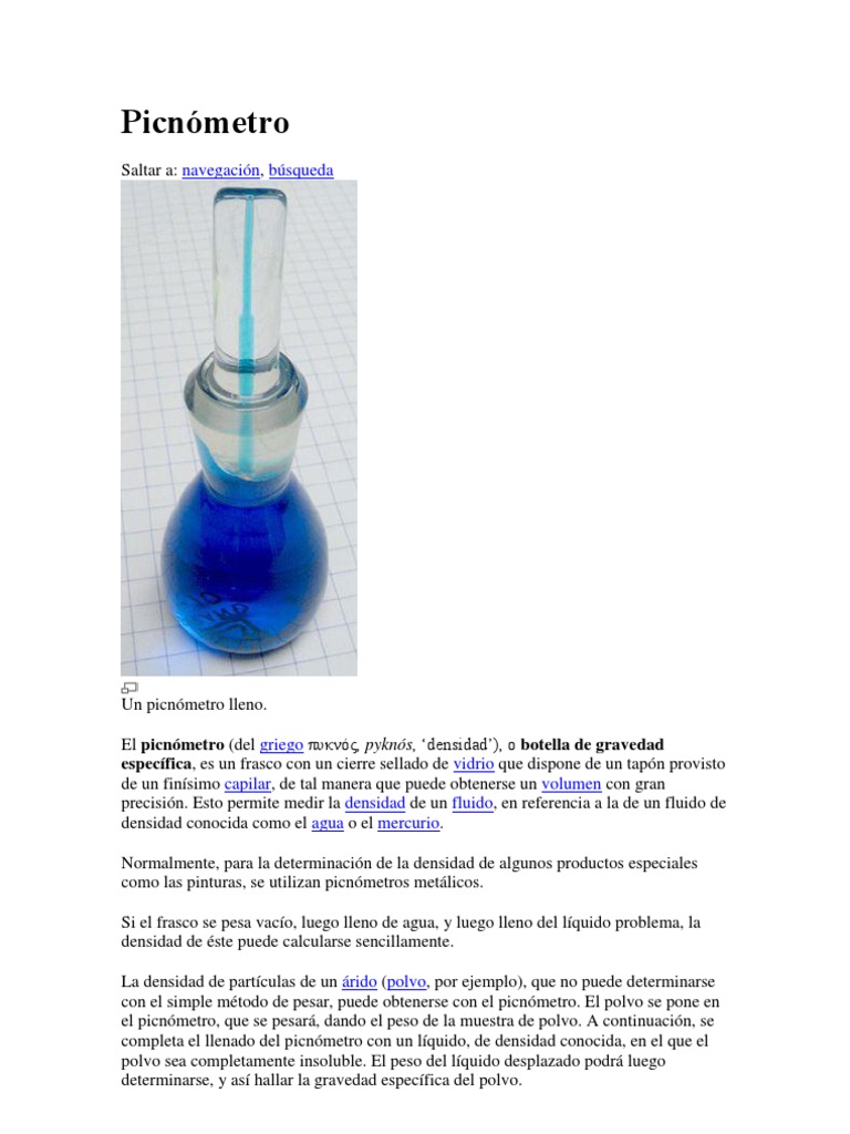 Medición de Densidad con Picnómetro | PDF
