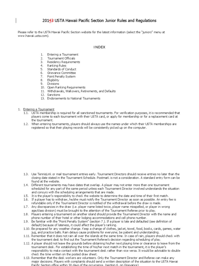 2014 USTA HPS Junior Rules and Regulations Draft4 | PDF | Referee ...