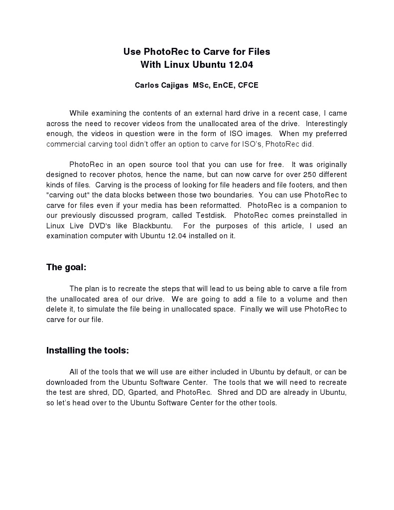 Use Photorec To Carve For Files With Linux Ubuntu 12.04 | PDF ...