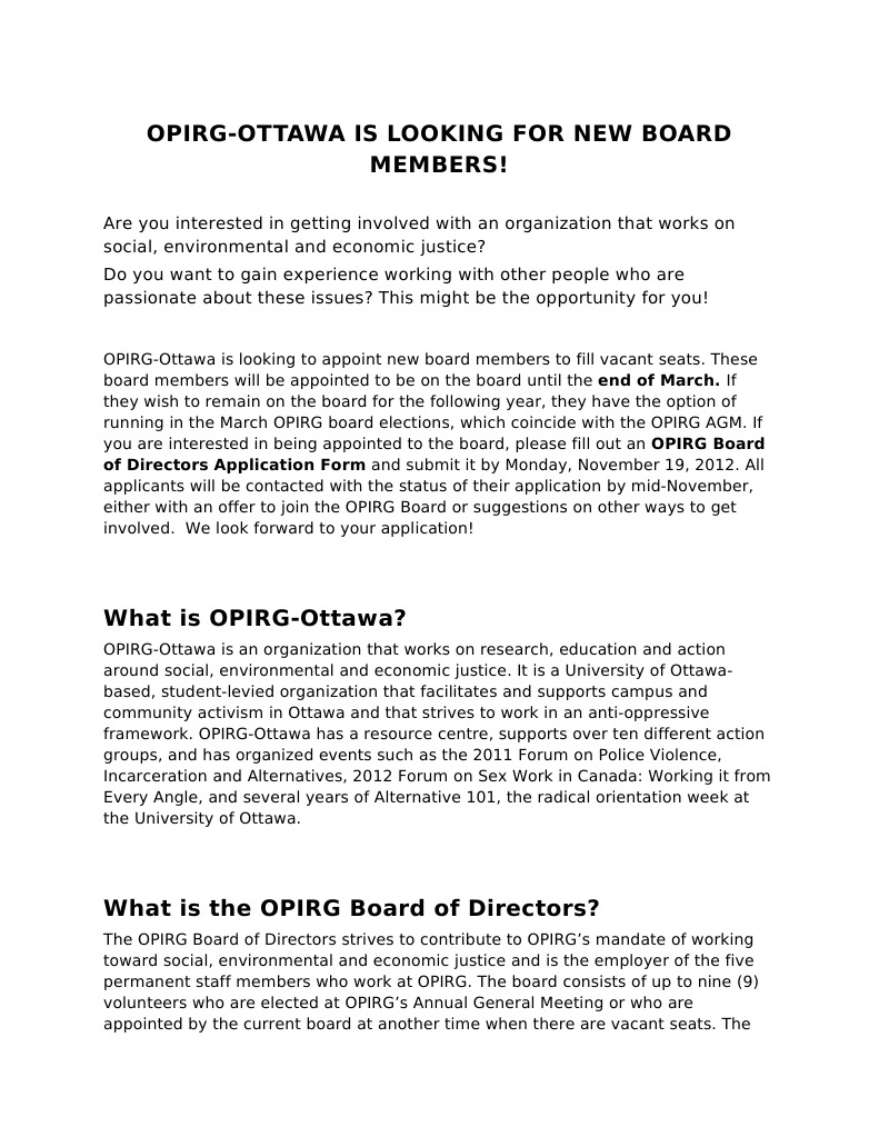 OPIRG Board Call Out | PDF
