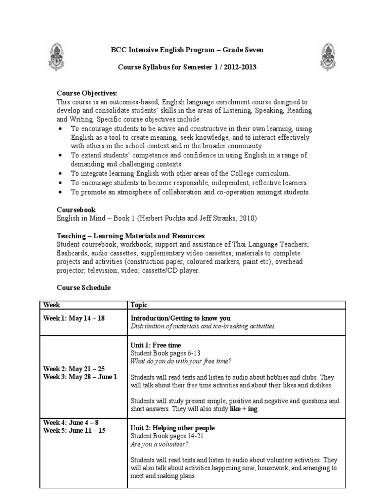 BCC Intensive English Program - Grade Seven Course Syllabus For ...