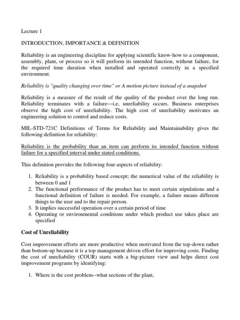 Reliability Engineering | PDF | Reliability Engineering | Systems Engineering