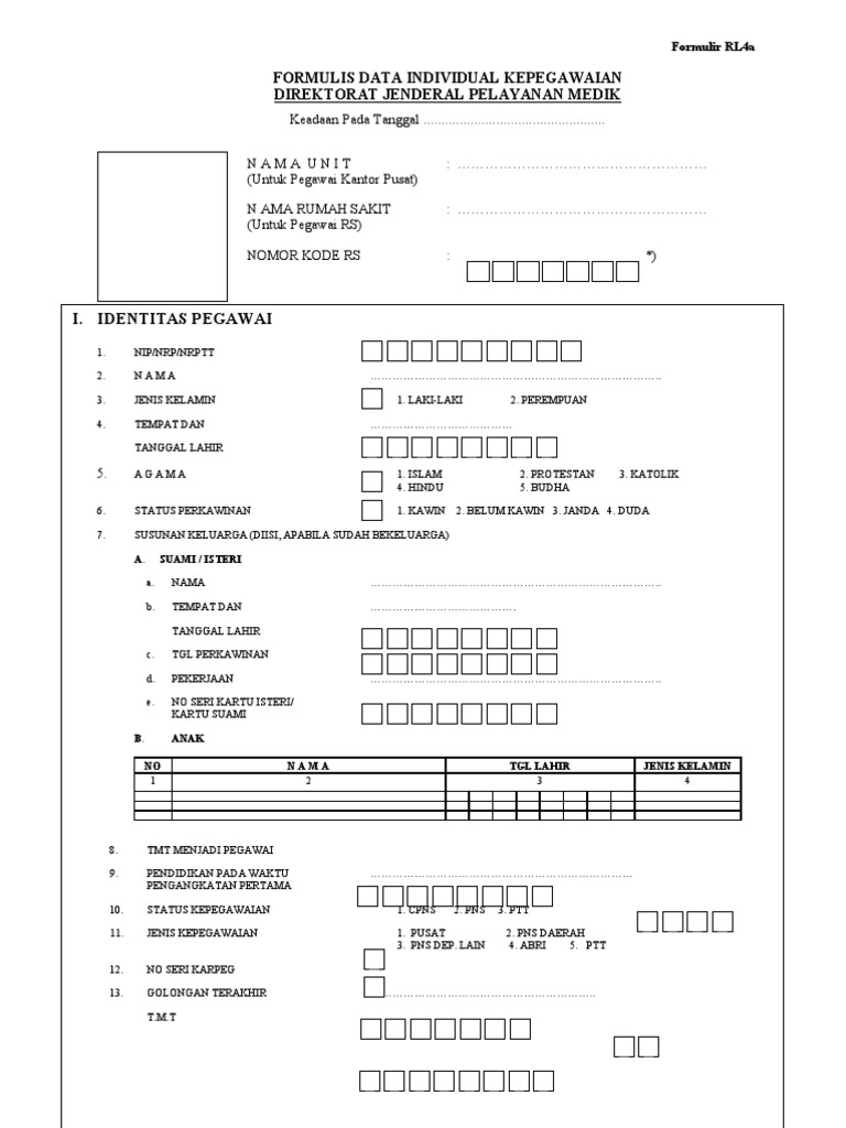 Formulir RL4a untuk Pegawai Rumah Sakit | PDF