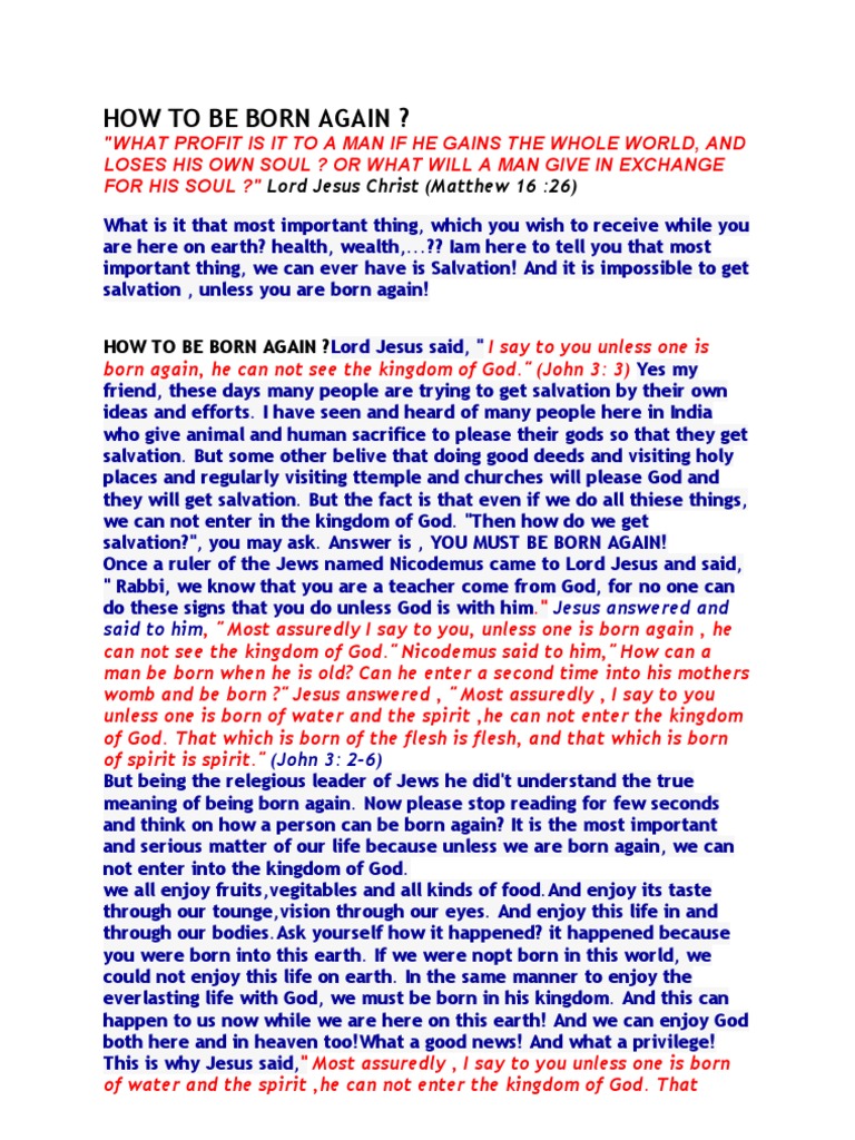 How To Be Born Again | PDF | Born Again | Jesus