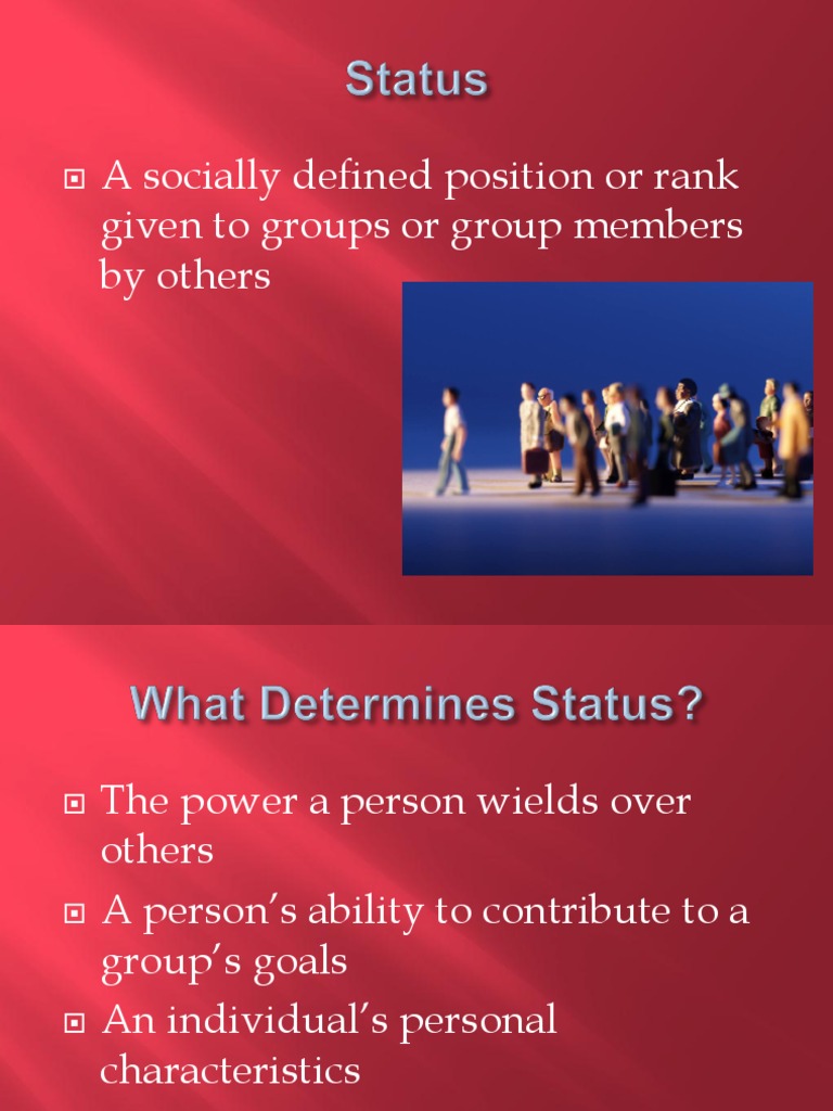 A Socially Defined Position or Rank Given To Groups or Group Members by ...