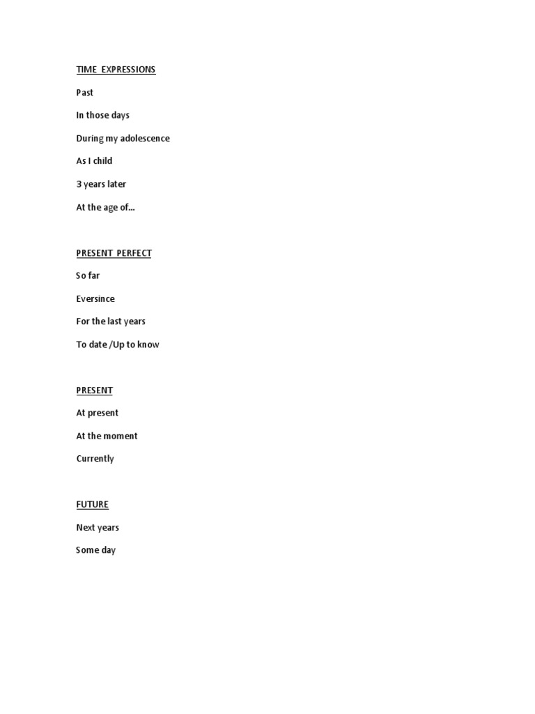 Time Expressions | PDF