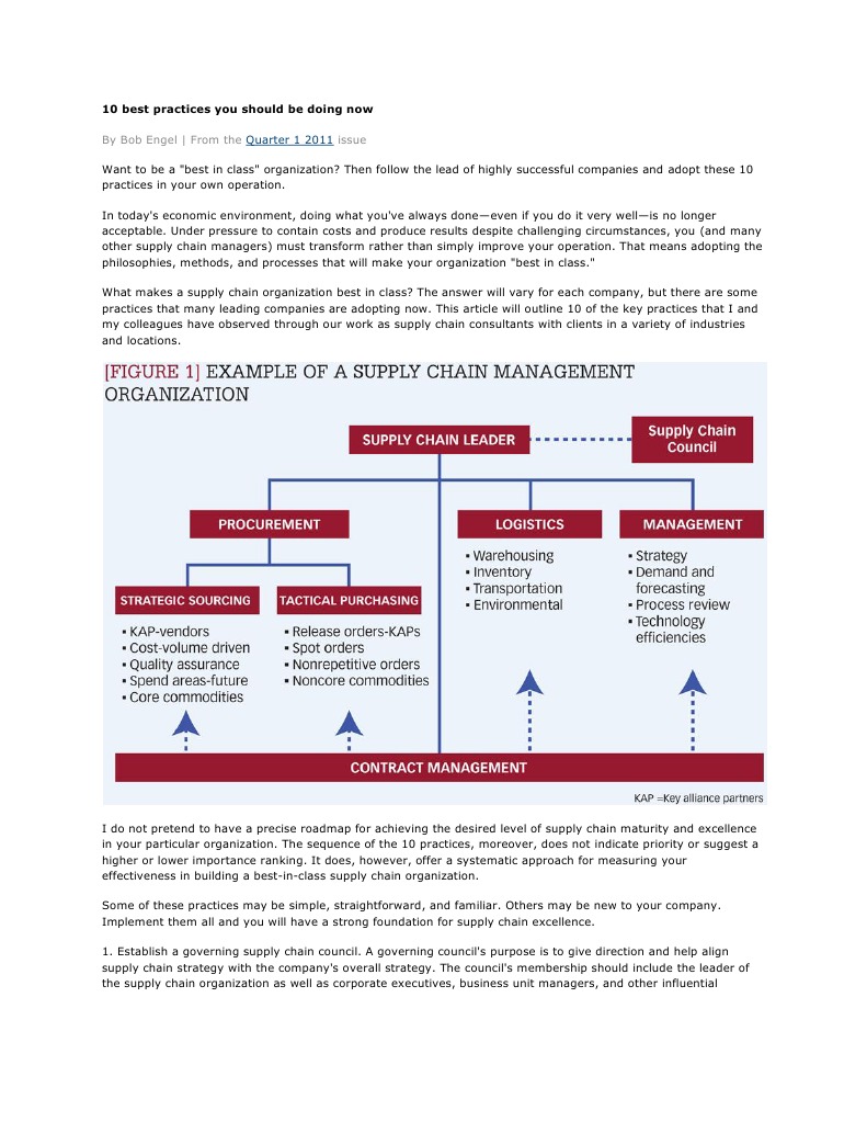10 Best Practices Supply Chain | PDF | Supply Chain Management ...