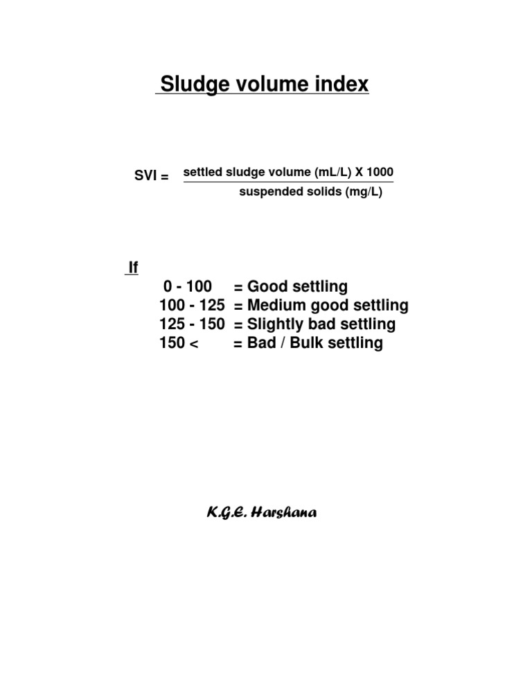 Sludge Volume Index | PDF