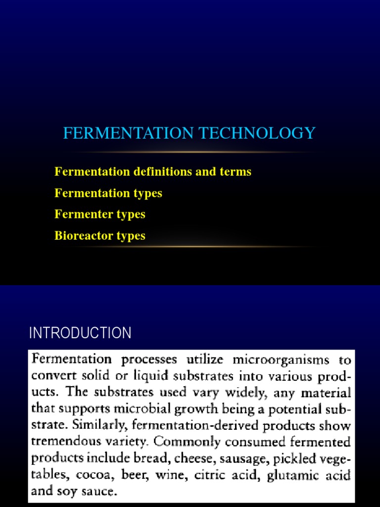 Overview of Fermentation Technology | PDF | Fermentation | Alcohol