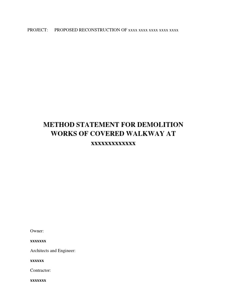 Method Statement For Demolition Works | PDF | Demolition | Noise