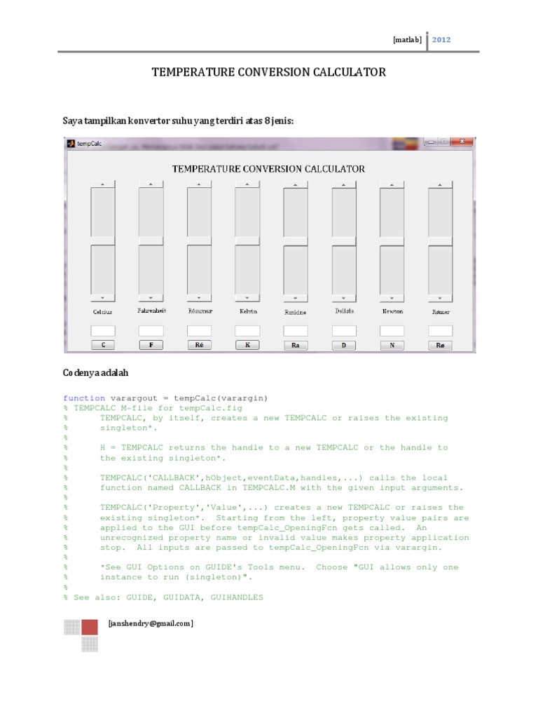 Temperature Conversion Calculator | PDF | Matlab | Object (Computer ...