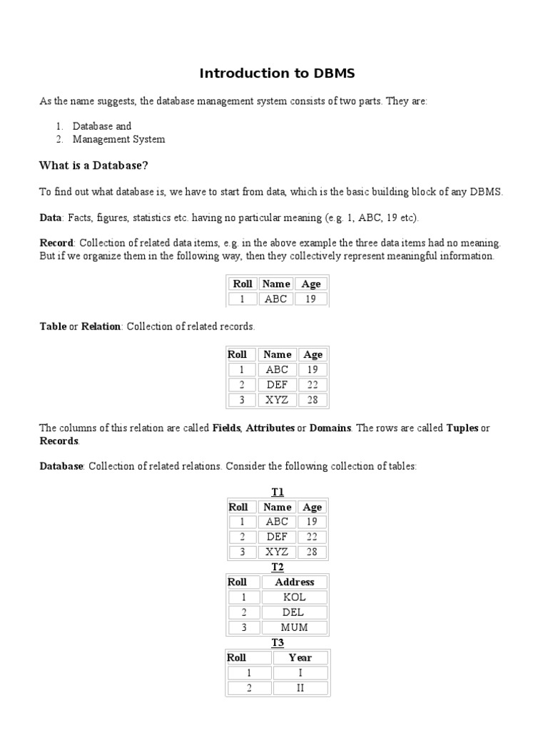 Introduction To DBMS: What Is A Database? | PDF | Databases | Conceptual Model