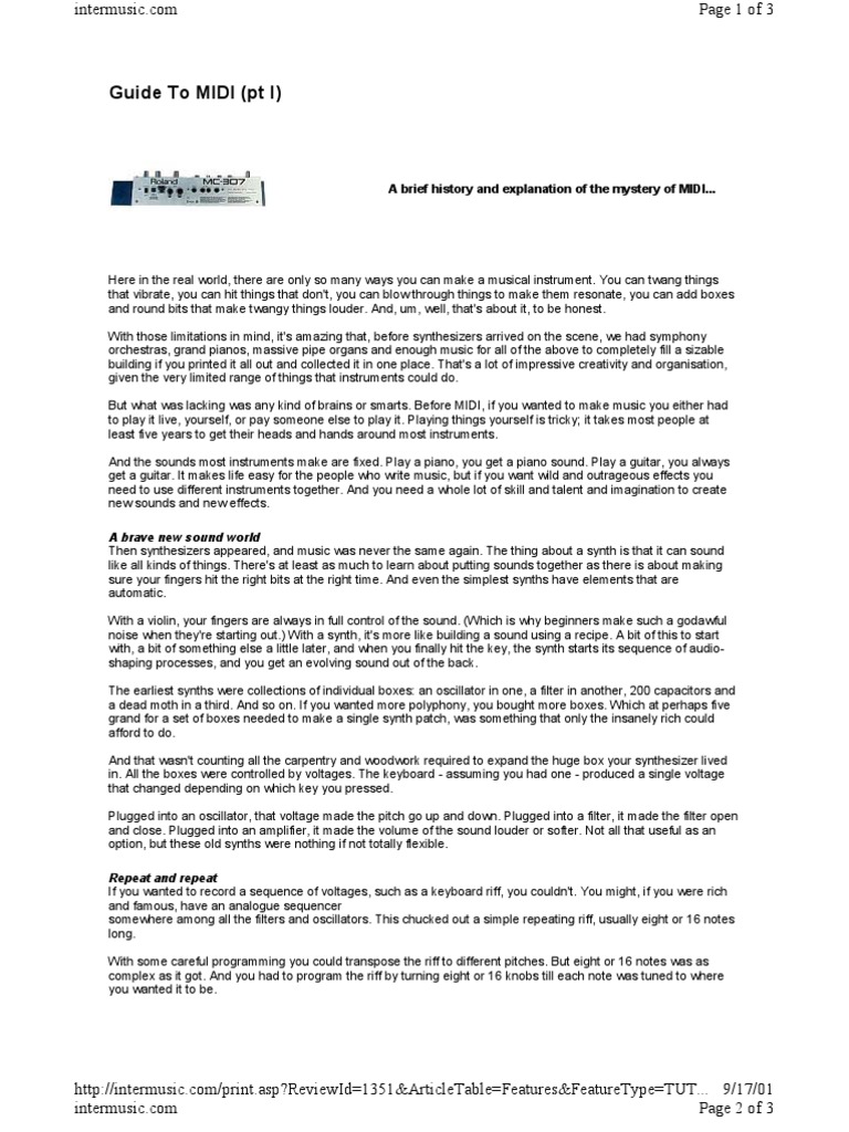 Guide To MIDI (PT I) : A Brief History and Explanation of The Mystery ...