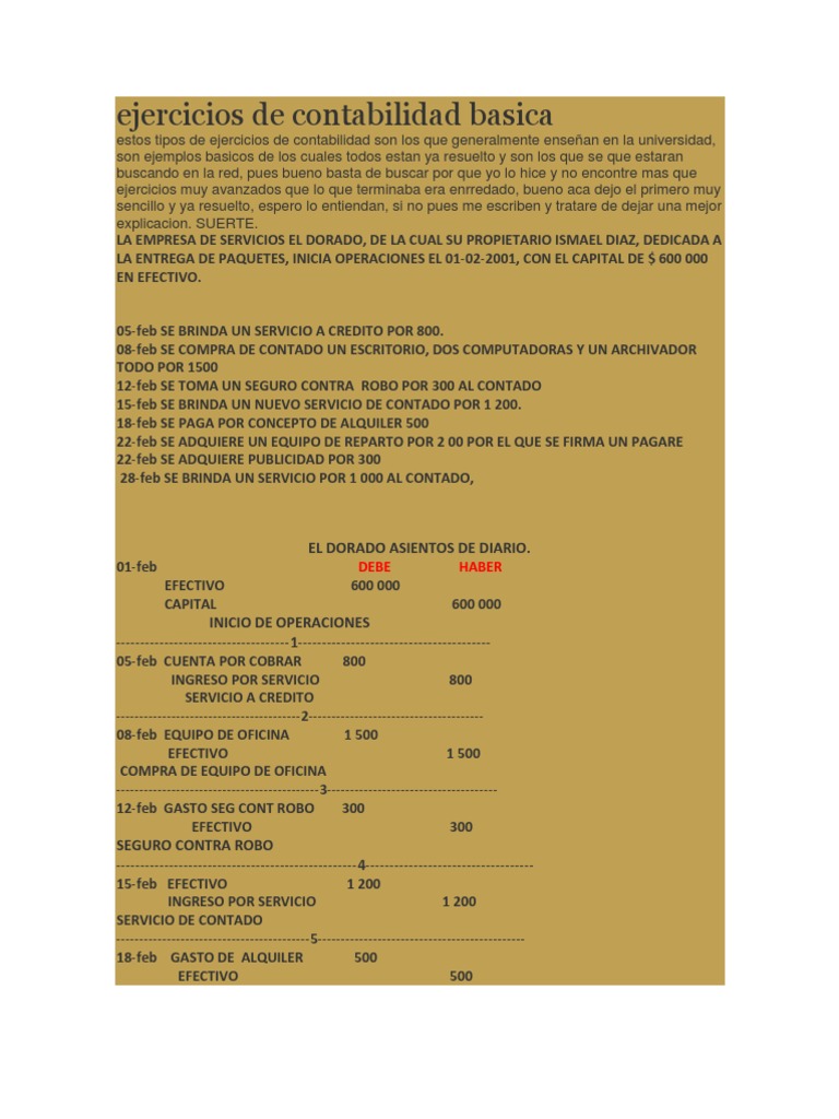 Ejercicios de Contabilidad Basica | PDF | Contabilidad | Economias