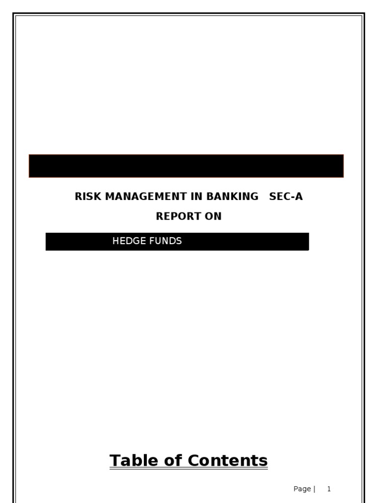 Risk Management Report | PDF | Hedge Fund | Hedge (Finance)