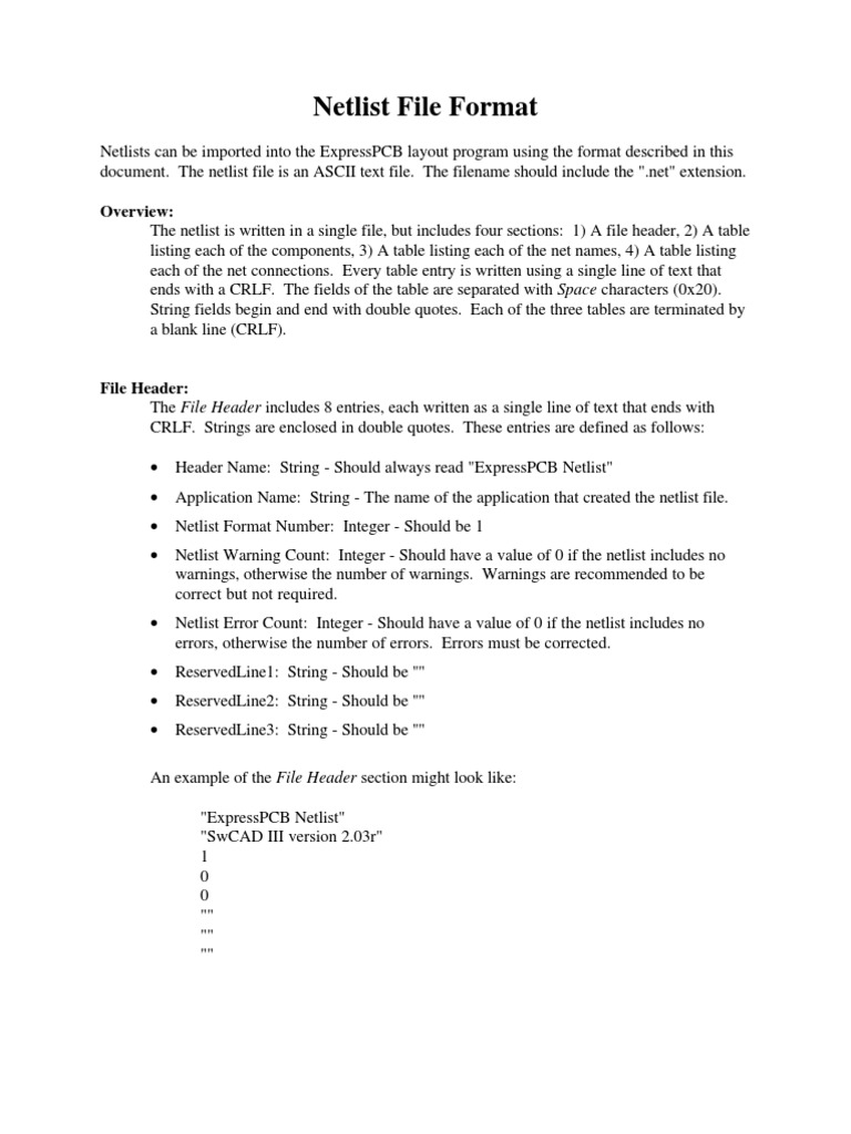 Net List File Format | PDF | File Format | String (Computer Science)