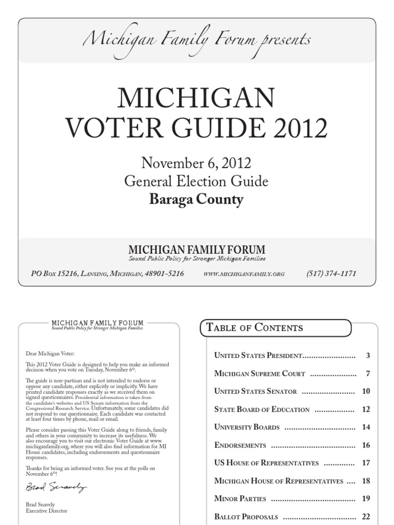 Michigan Voter Guide 2012: November 6, 2012 General Election Guide ...