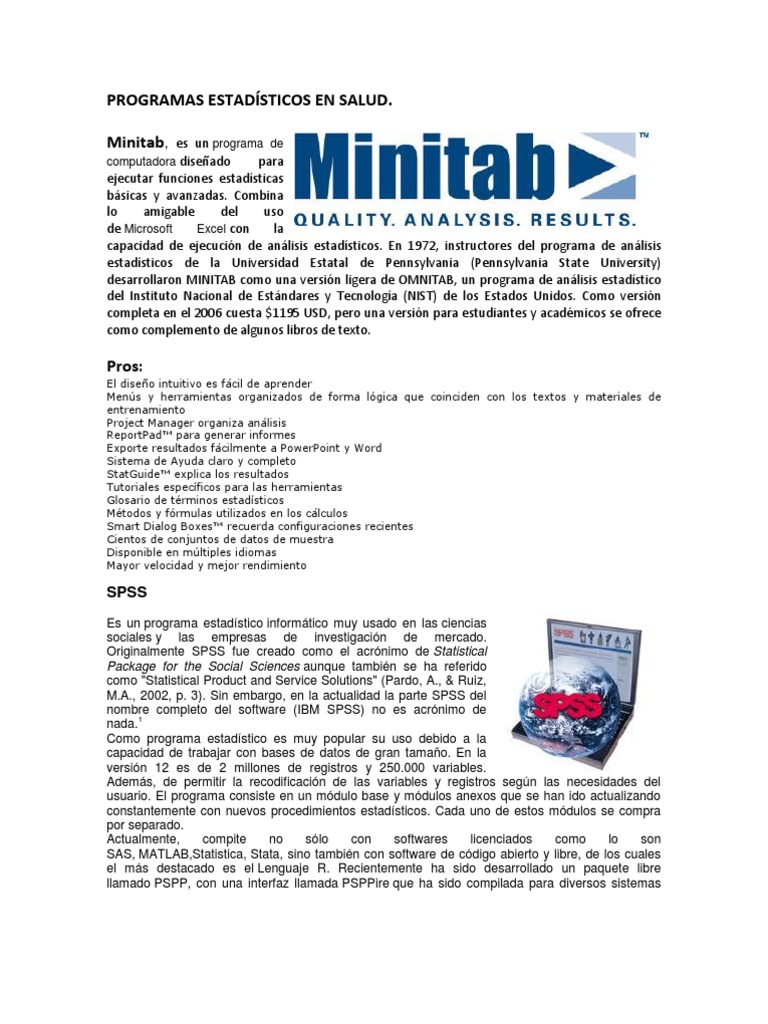 Programas Estadísticos en Salud | PDF | Spss | Estadísticas