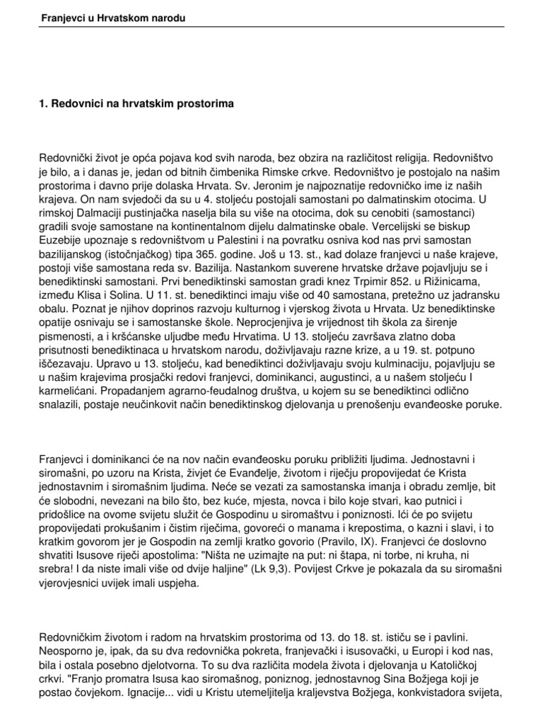 Franjevci U Hrvatskom Narodu | PDF