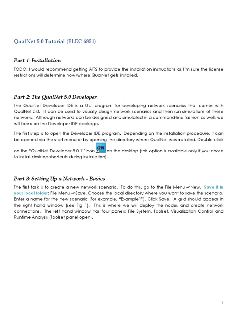 Qualnet Tutorial 5.0 | PDF | Network Packet | Routing