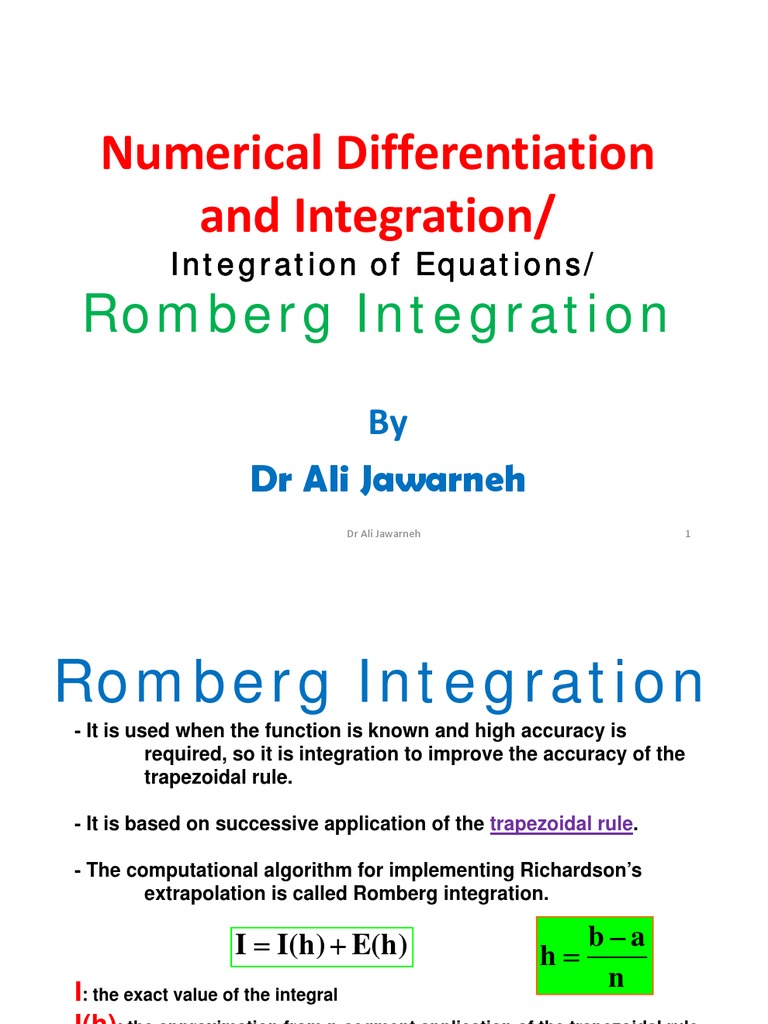 11 - Numerical Differentiation and Integration-Integration of Equations - (Romberg Integration ...