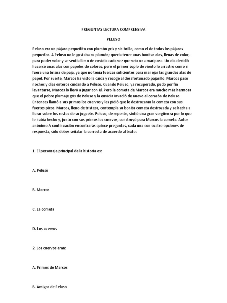 Preguntas Lectura Comprensiva | PDF | Cometa