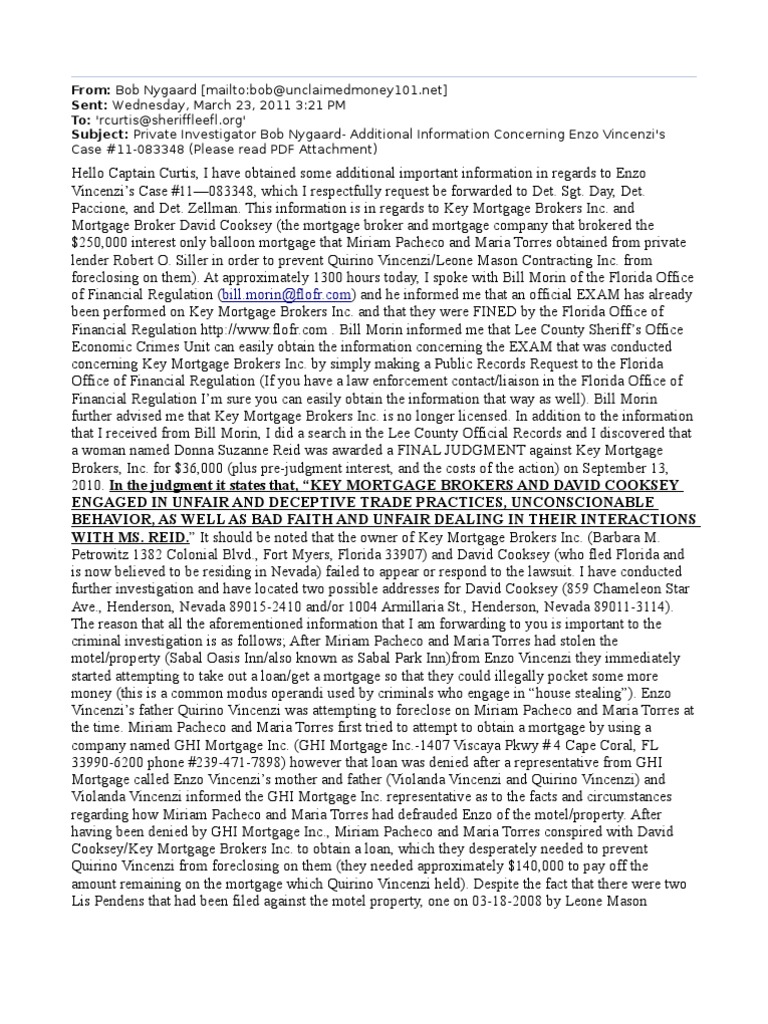 N.Y./Florida Investigator Bob Nygaard's Criminal Complaint Crimes ...