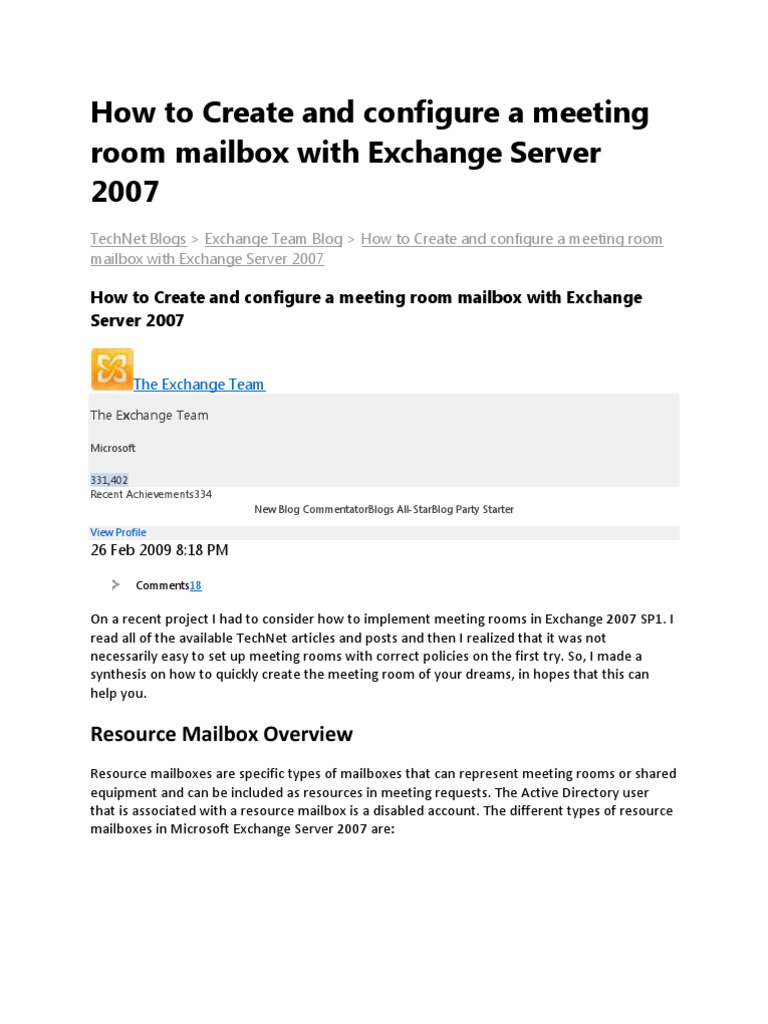 How To Create and Configure A Meeting Room Mailbox With Exchange Server ...