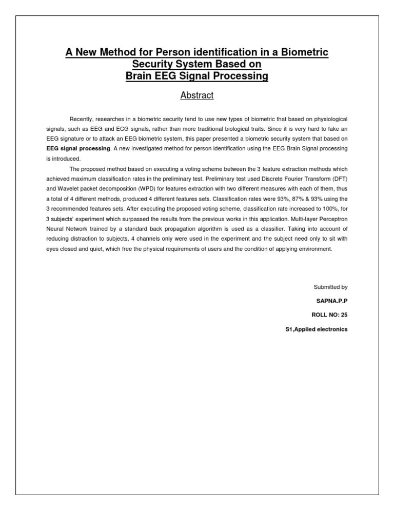 EEG-Based Biometric Identification Method | PDF