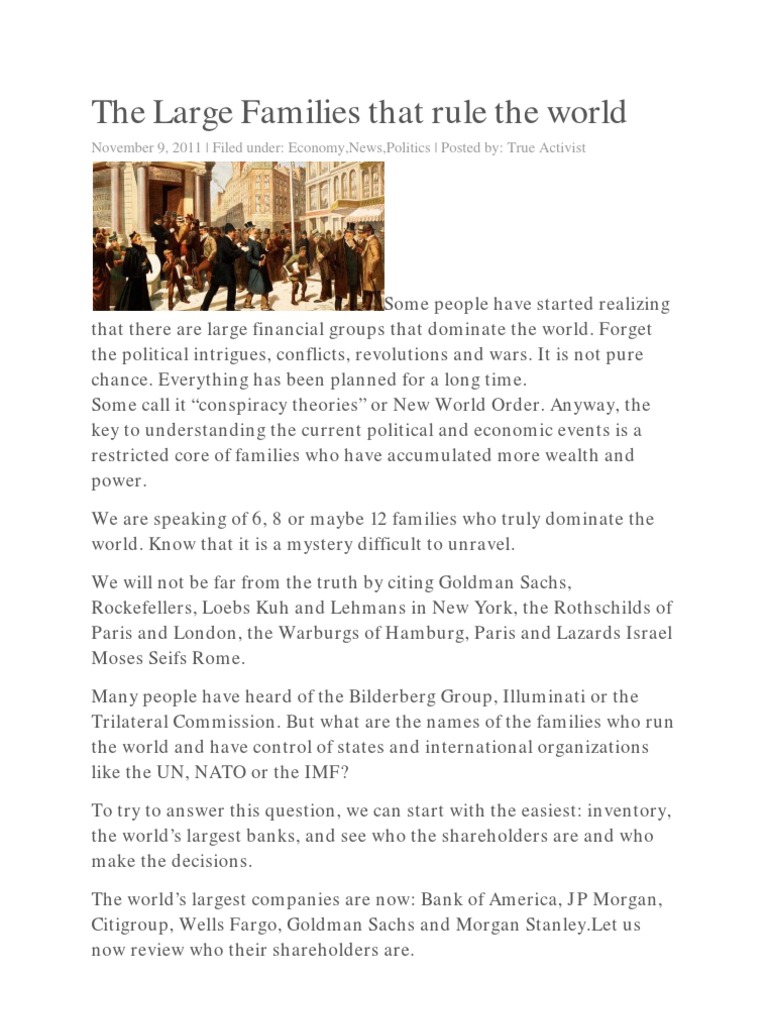 Families That Rule The World | PDF | Black Rock | Goldman Sachs
