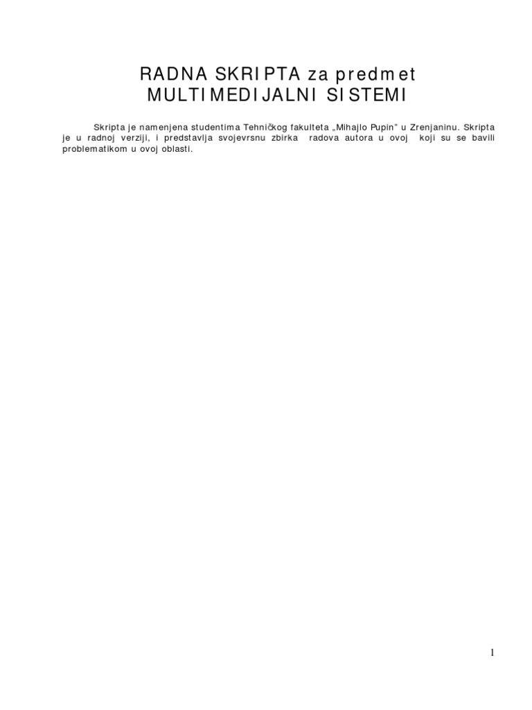 Multimedijalni Sistemi | PDF