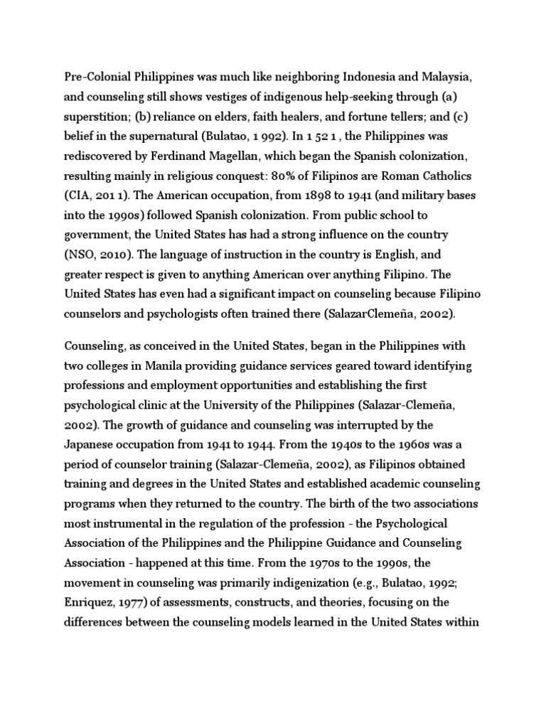 Evolution of Counseling in the Philippines | PDF | Counseling ...