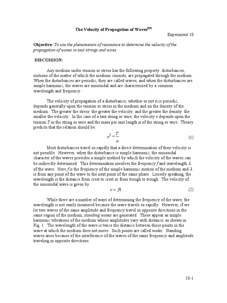 Propagation of Waves in Taut Strings and Wires | PDF | Waves | Wavelength