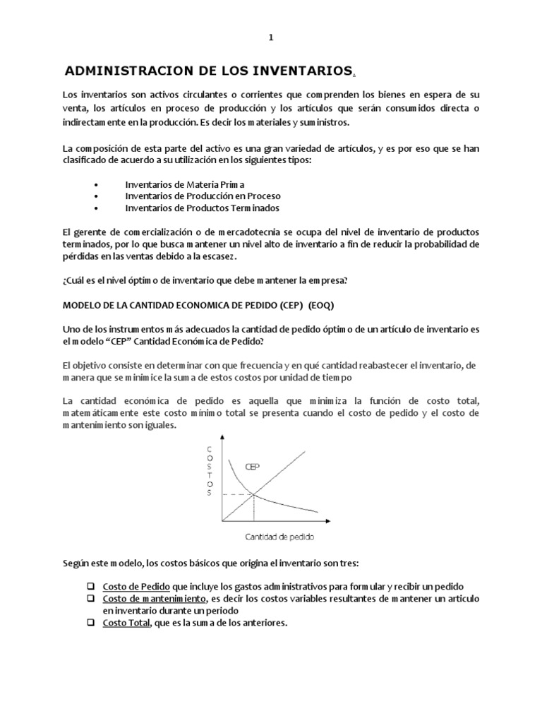 Modelo CEP | PDF | Inventario | Costo