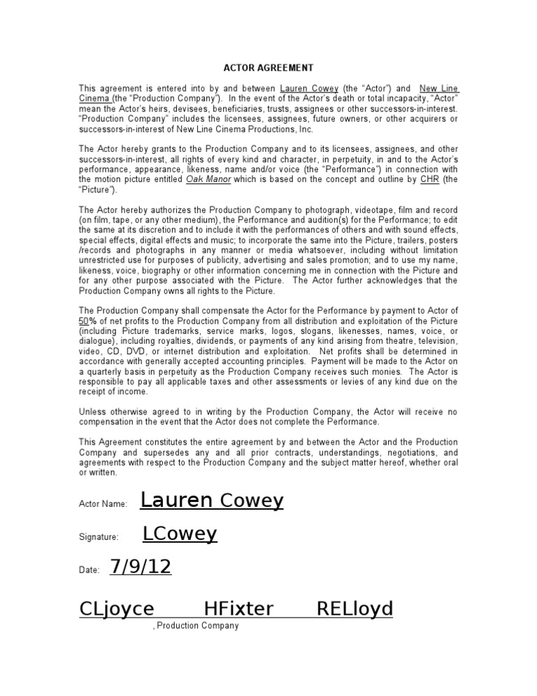 Actor Contract | Download Free PDF | Assignment (Law) | Actor
