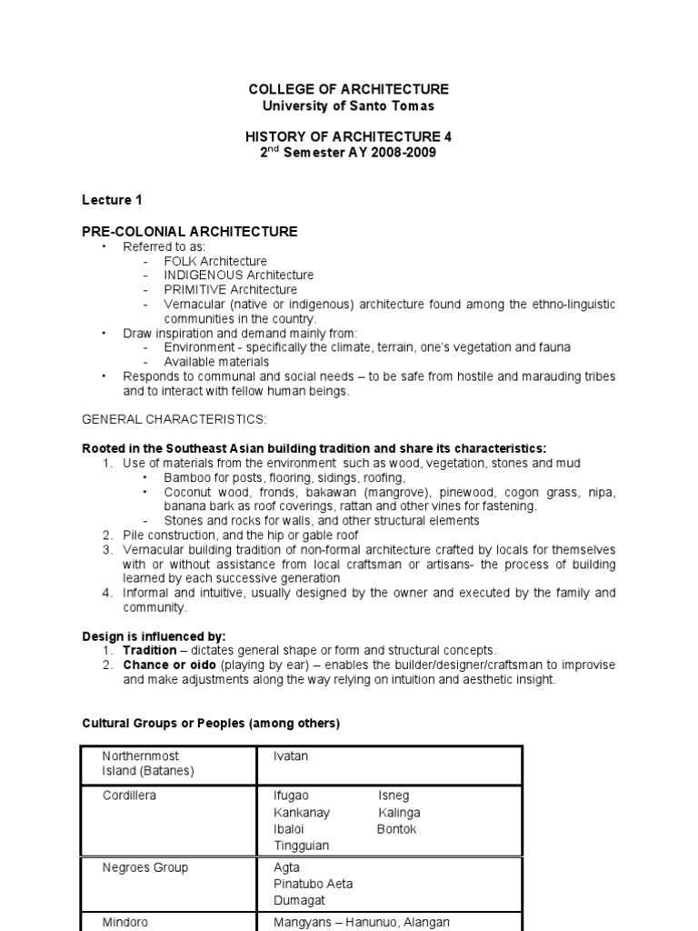 Pre-Colonial Architecture Lecture1 | PDF | Philippines