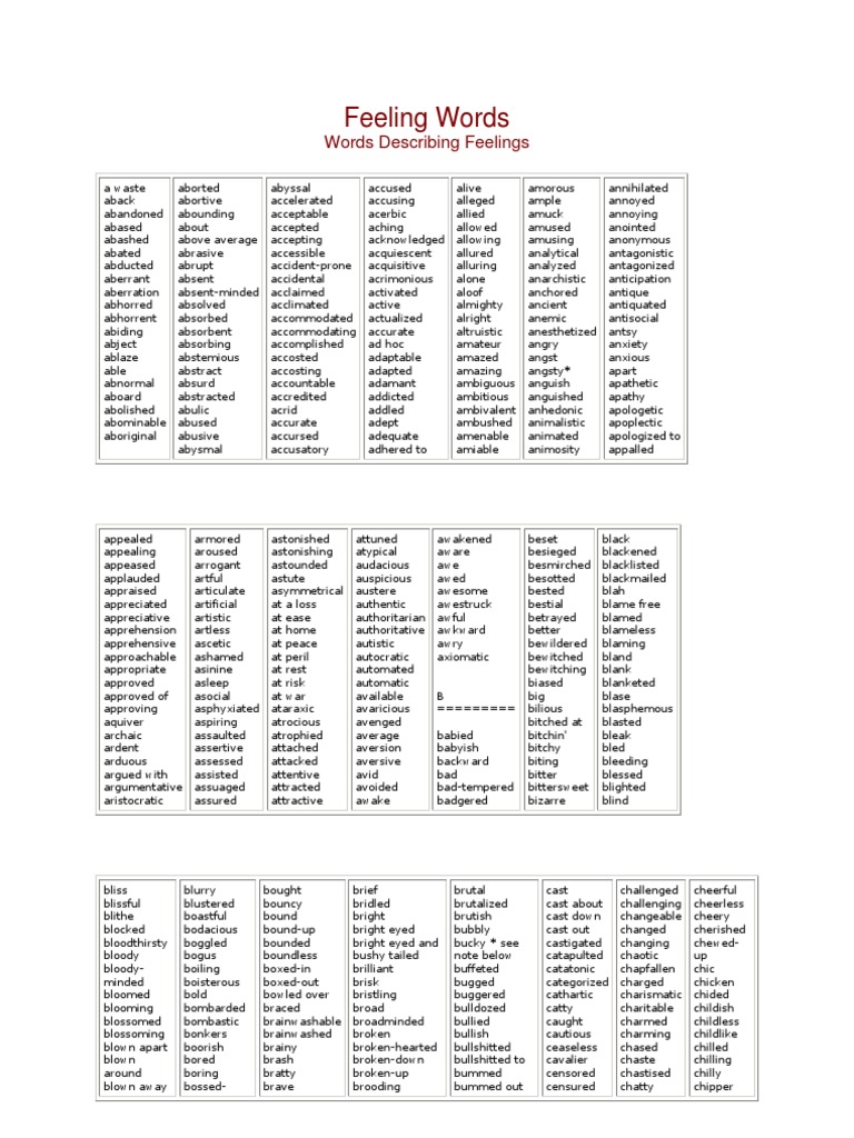 Feeling Words | PDF | Emotions | Cognitive Science