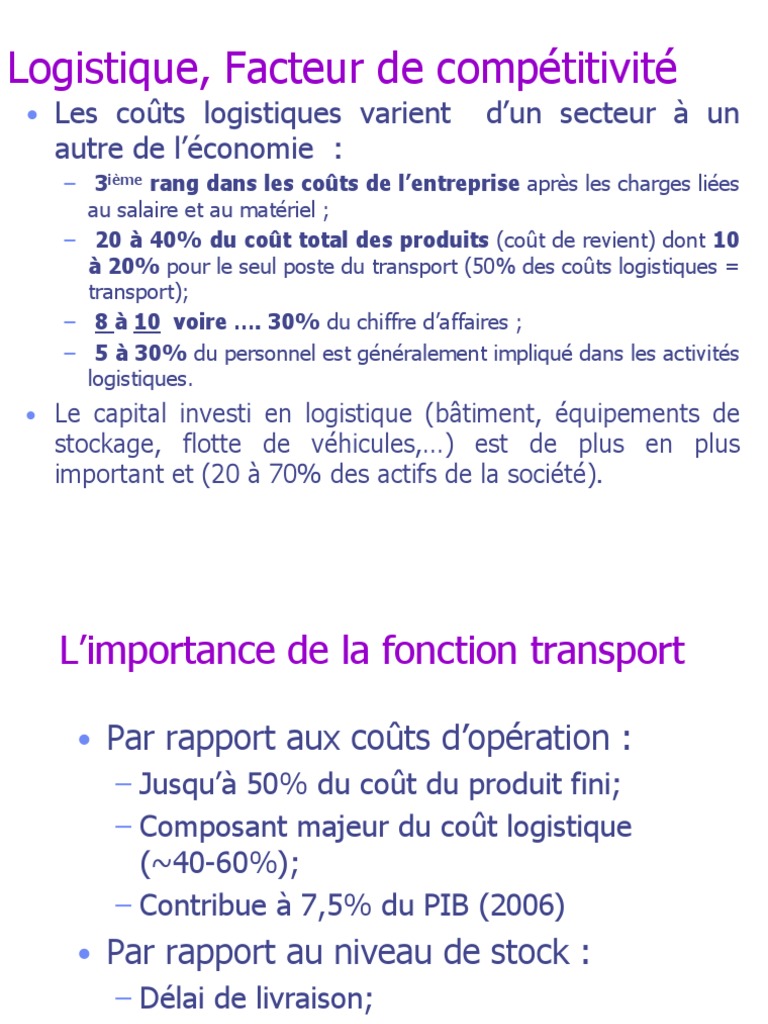 Coûts et Modes de Transport Logistique | PDF | Camion | Transport