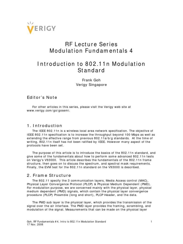 802.11n Lecture | PDF | Ieee 802.11 | Modulation