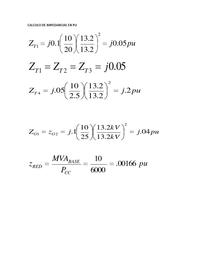 Calculo de Impedancias en Pu | PDF