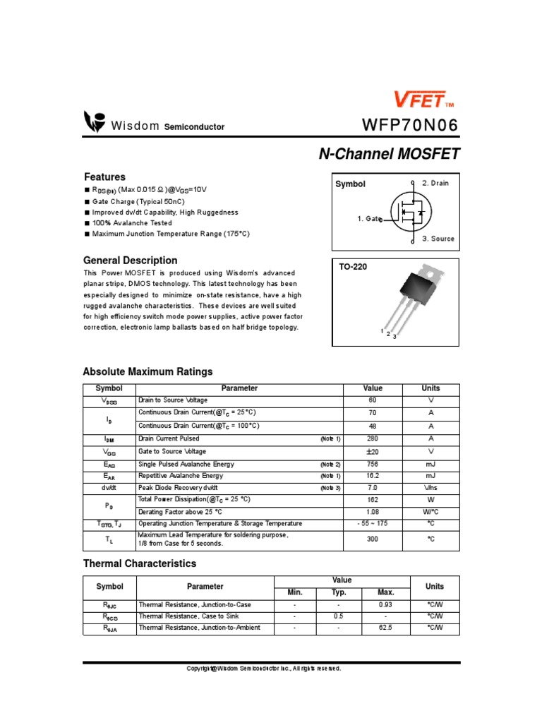 Data Sheet | Field Effect Transistor | Mosfet