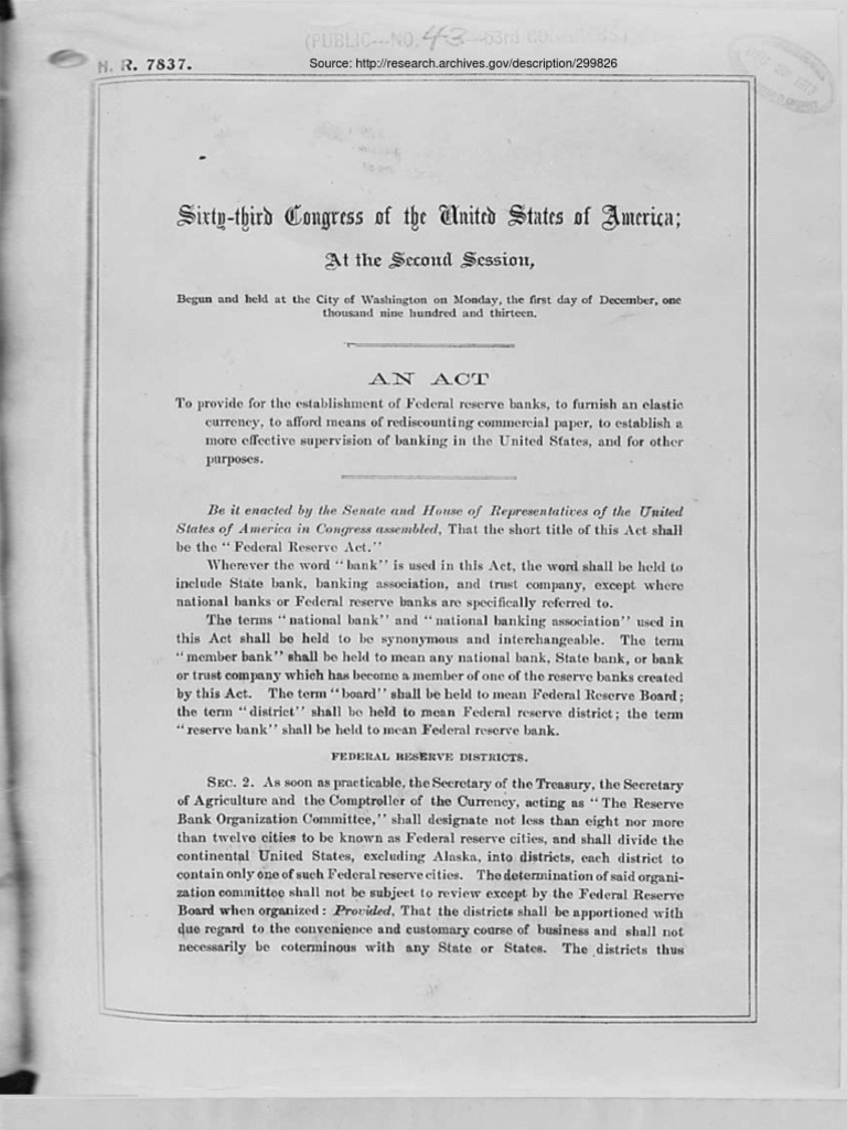Federal Reserve Act Overview | PDF | Federal Reserve Act | National Bank