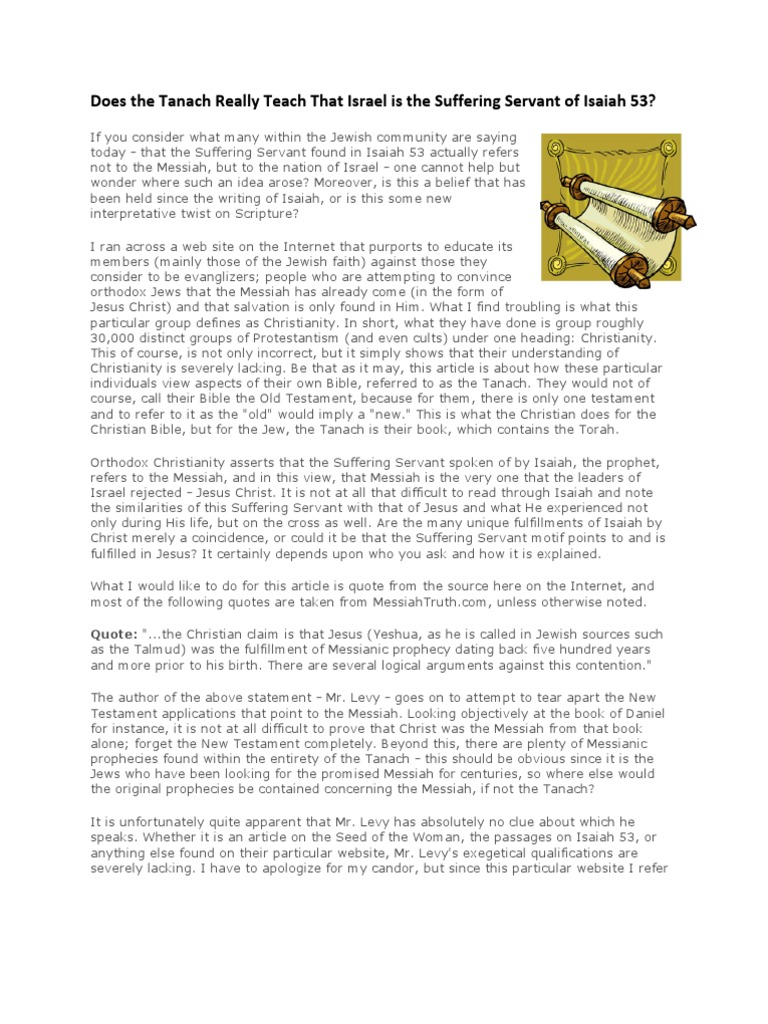 Is Israel The Suffering Servant Of Isaiah 53 Pdf Jesus Bible