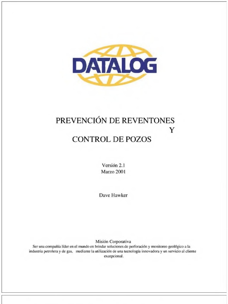 Prevencion de Reventones y Control de Pozos Datalog | PDF | Presión | Gases
