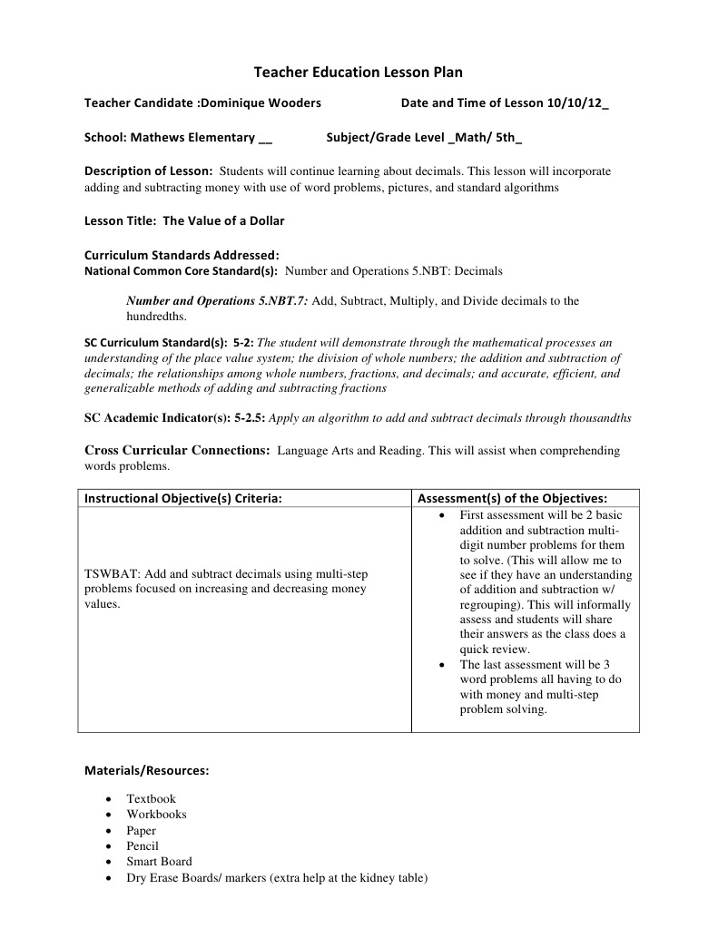 Numbers and Operations Lesson | PDF | National Council Of Teachers Of ...